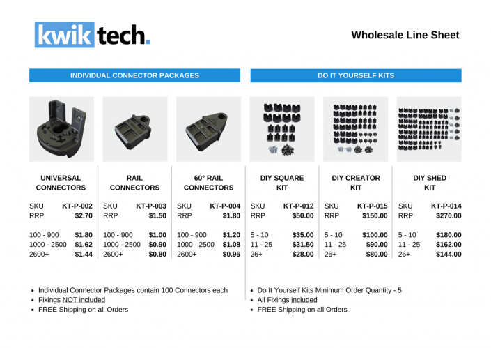 Wholesale Line Sheet - Kwiktech